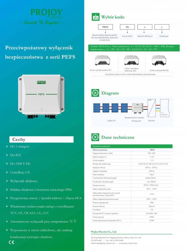 WYŁĄCZNIK P.POŻ PROJOY MC4 PEFS-EL40-4 -2 STRINGI - FC-System